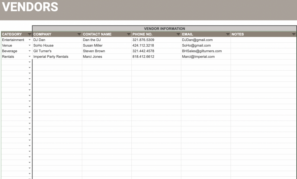Event Planning Workbook Template - Estate Management Network