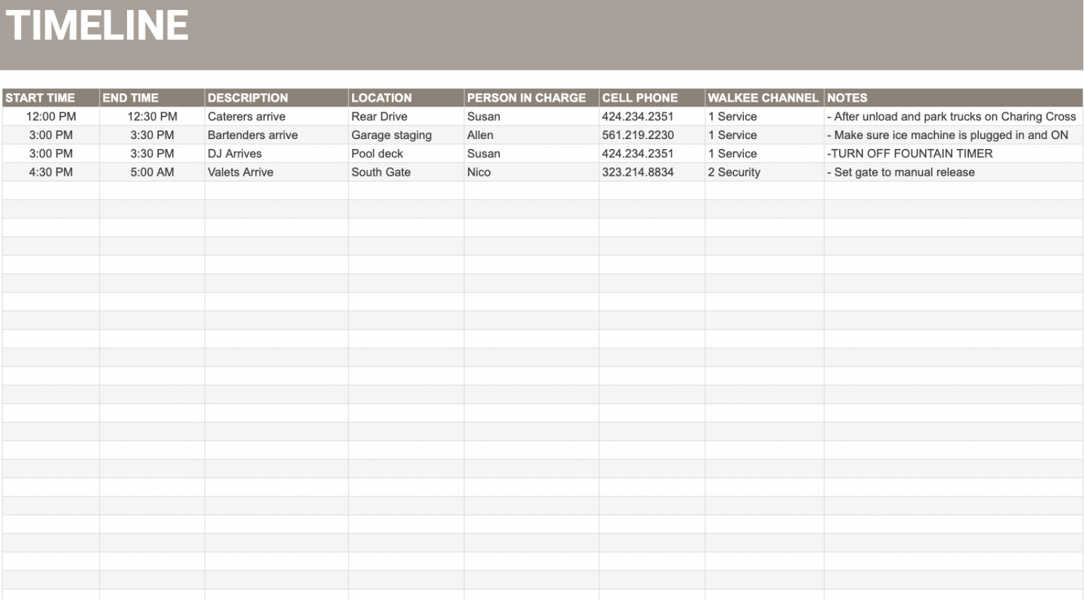 Event Planning Workbook Template - Estate Management Network