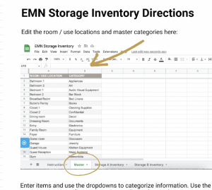 Storage Inventory Template - Estate Management Network