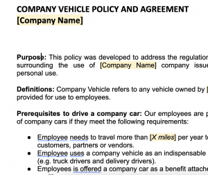 Company Vehicle Use Policy Template - Estate Management Network