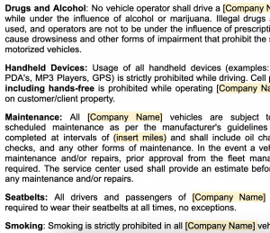 Company Vehicle Use Policy Template - Estate Management Network