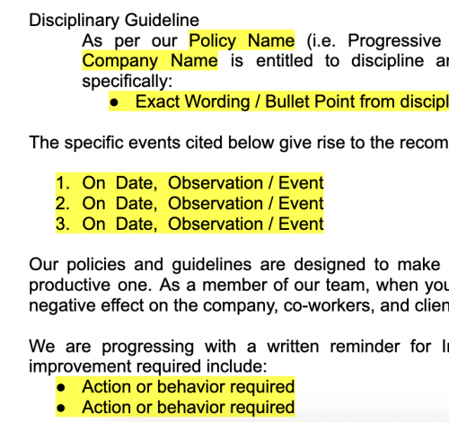 Progressive Discipline Policy Templates - Estate Management Network