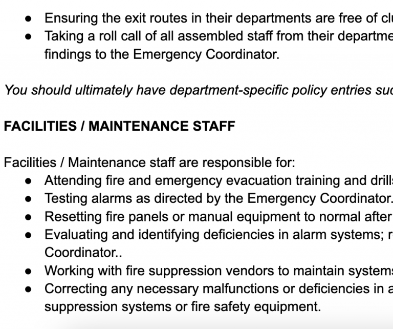 Fire Evacuation Policy Template - Estate Management Network
